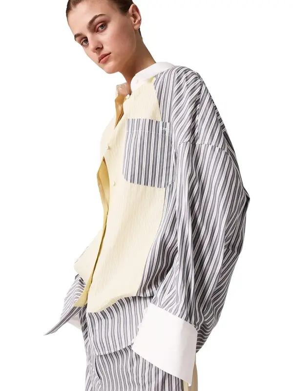 Stella McCartney Oversized Mixed Stripe Shirt - Gray/white