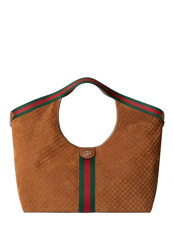 Gucci Giglio Large Tote Bag Suede - Brown