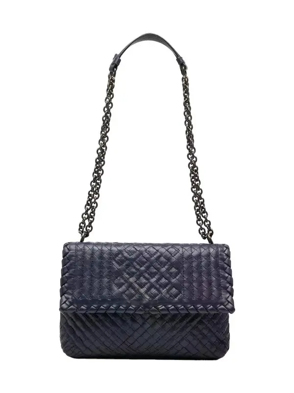 Bottega Veneta Small Nappa Intrecciato Stitched Olimpia Shoulder Bag - Blue