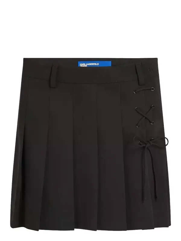 Karl Lagerfeld Pleated Lace-up Mini Skirt - Black
