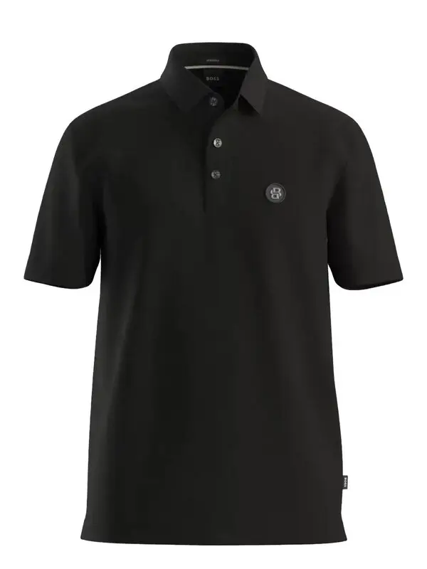 BOSS Buttoned Logo Polo Shirt - Black