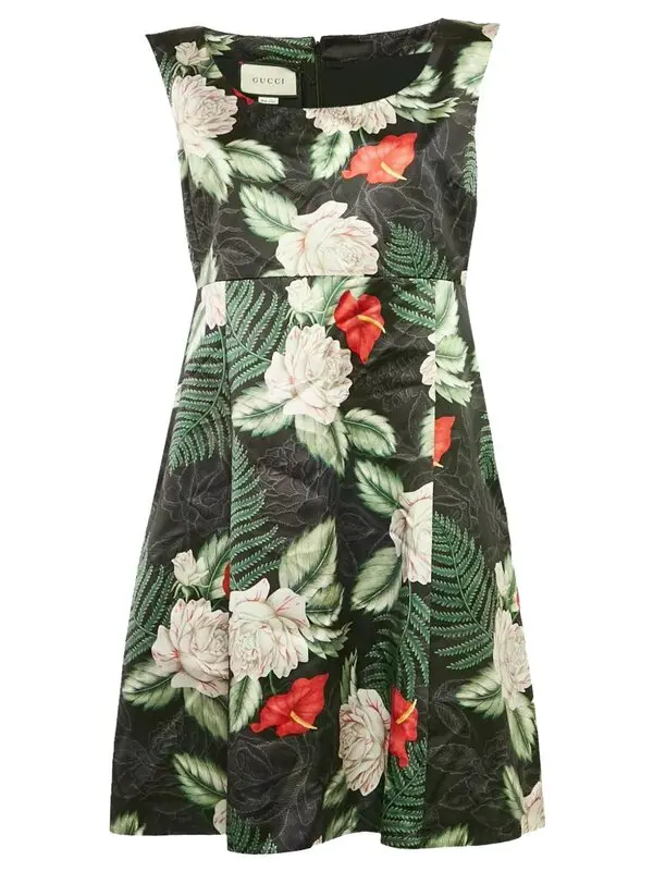 Gucci Floral-print A-line Dress - Black