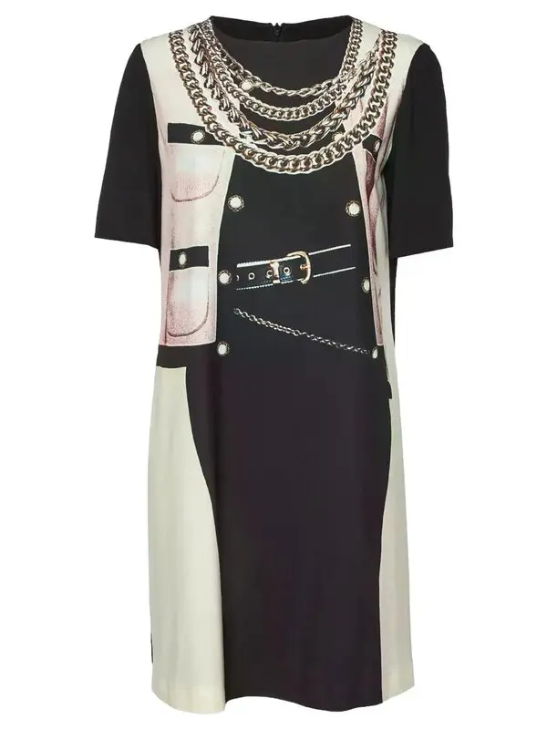 Moschino Chain-print Midi Dress - Black