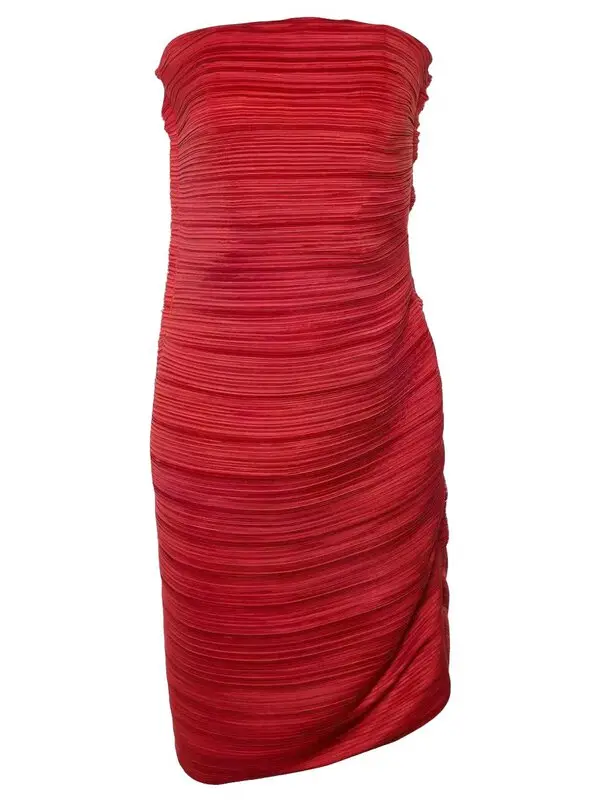 LANVIN Plissé Strapless Mini Dress - Red