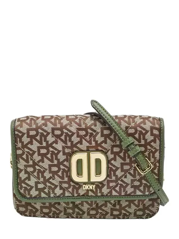 Dkny Monogram Leather Cross Body Bag - Brown