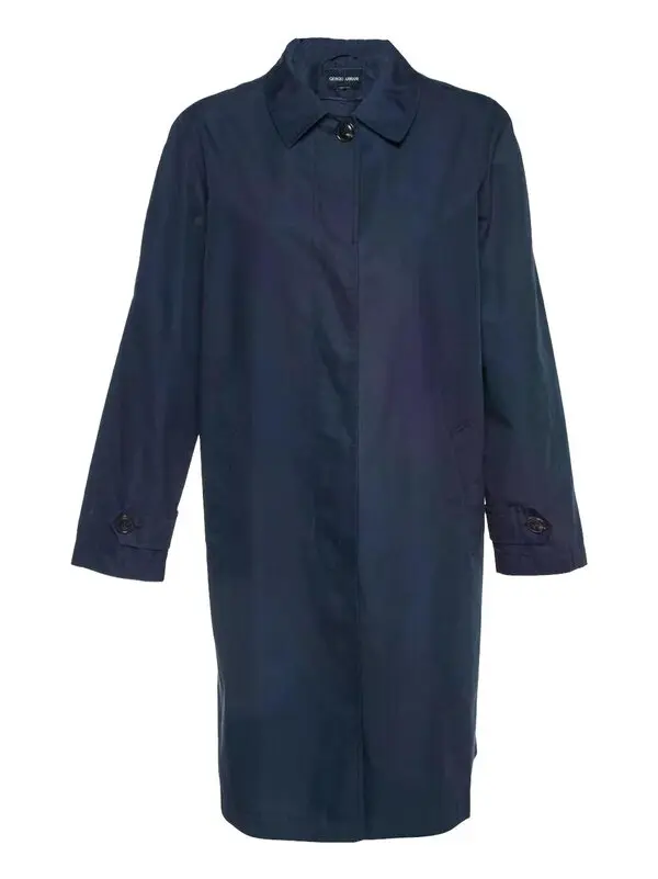 Giorgio Armani Cotton-blend Mid-length Coat - Navy