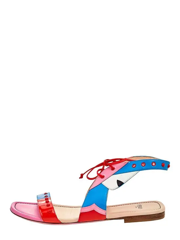 Fendi Colorblock Lace-up Sandals - Blue