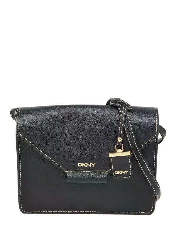 Dkny Leather Flap Shoulder Bag - Black