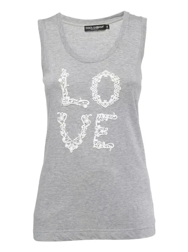 Dolce & Gabbana Lace-detail Tank Top - Grey