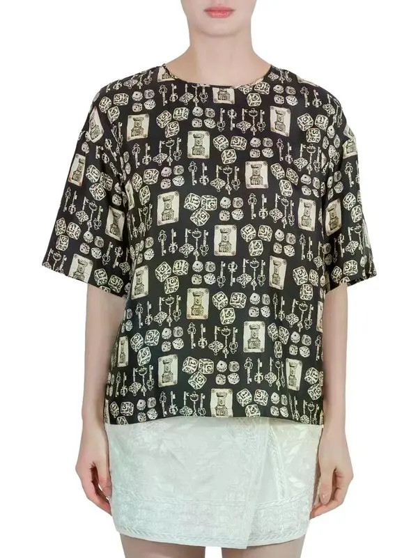 Dolce & Gabbana Keys Dice Silk Top - Black