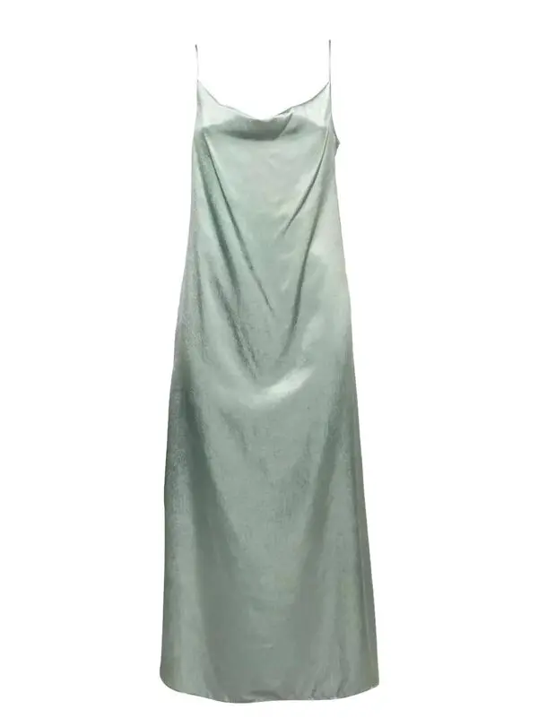 Max Mara Satin Strappy Maxi Dress - Grey