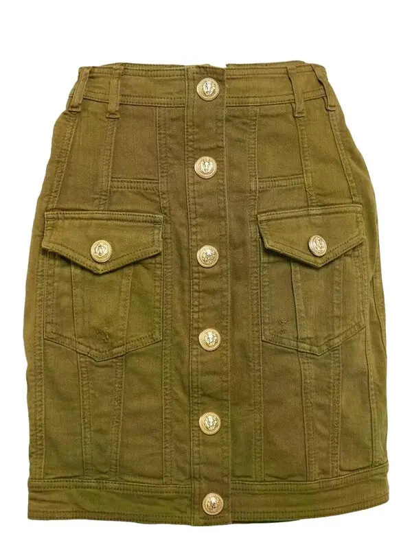 Balmain Denim Mini Skirt - Green