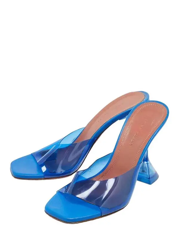 Amina Muaddi Clear-strap Square-toe Sandals - Blue