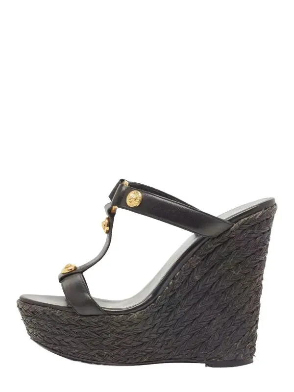 Versace 130mm Leather Heeled Sandals - Black