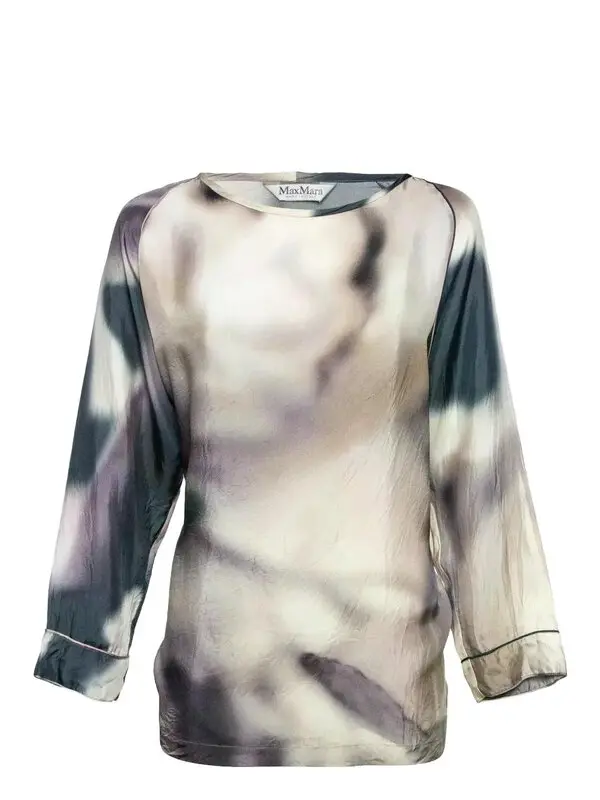 Max Mara Watercolour-print Silk Blouse - Purple