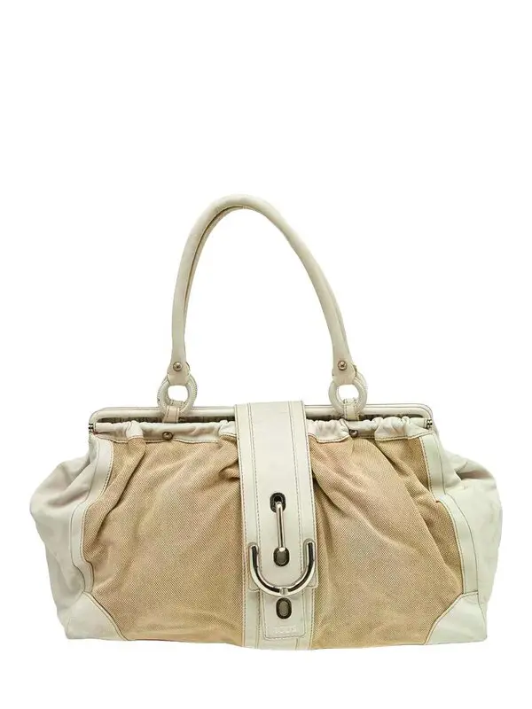 TOD'S Leather-trim Canvas Tote Bag - Neutrals