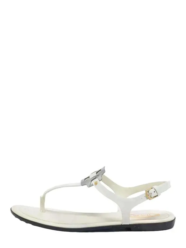 TOD'S Buckle Leather Sandals - White