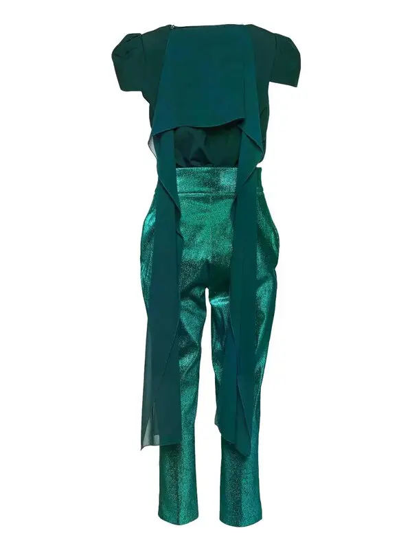 Elisabetta Franchi Lurex Trouser Set - Green