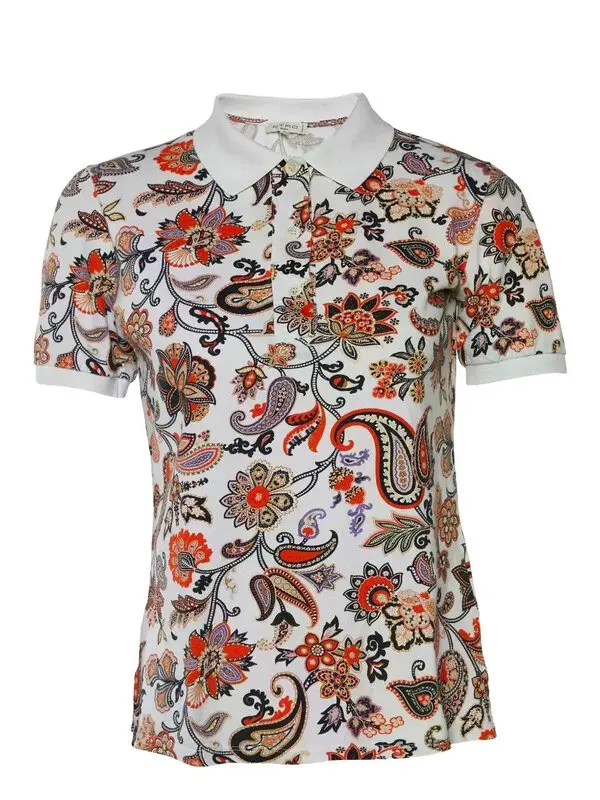 Etro Floral Paisley-print Polo Shirt - White