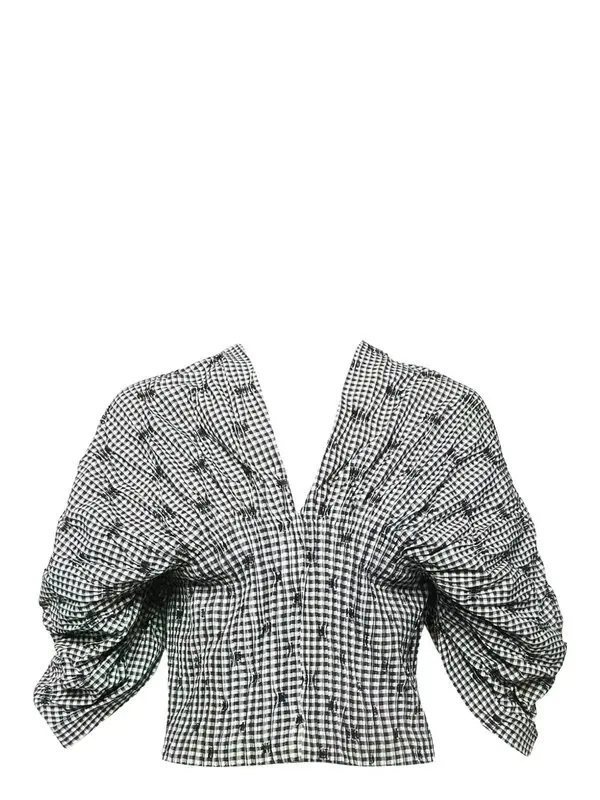Simkhai Puff Sleeve Gingham Top - Black