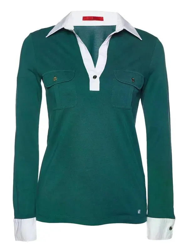 Carolina Herrera Long-sleeve Polo Top - Green