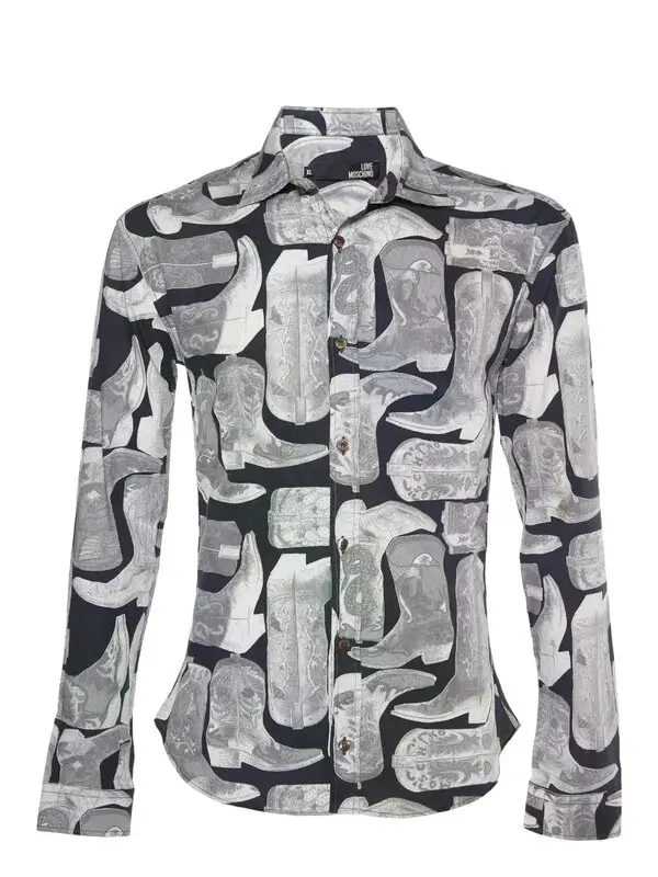 Moschino Pre-owned Boot-print Shirt - Grey
