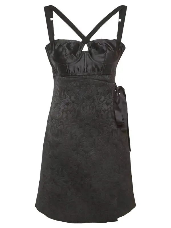 Dolce & Gabbana Jacquard Bustier Midi Dress - Black