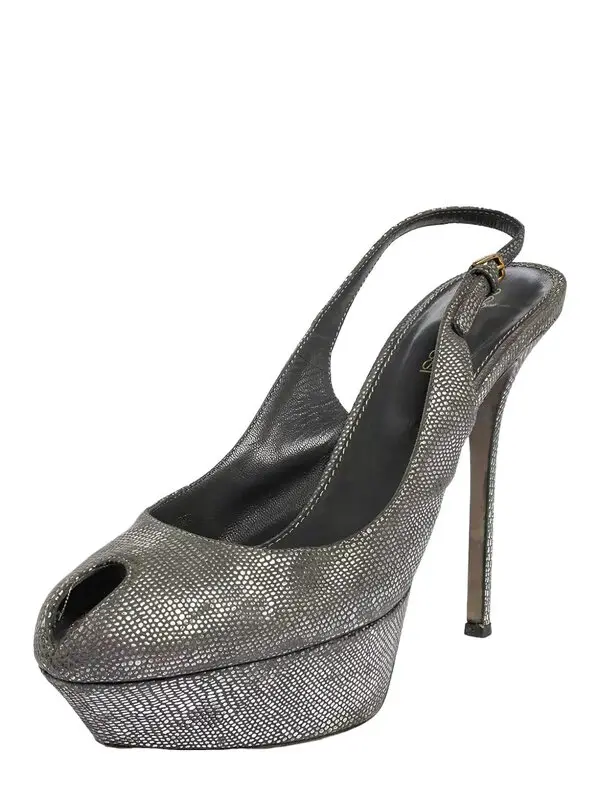 SERGIO ROSSI Peep Toe Platform Slingback Sandals - Grey