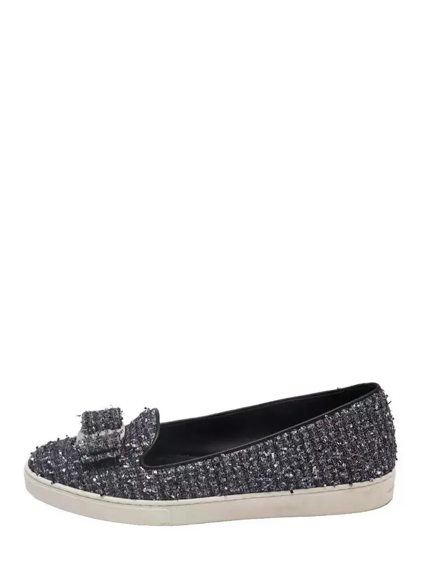 FERRAGAMO Tweed Bow-detail Sneakers - Grey