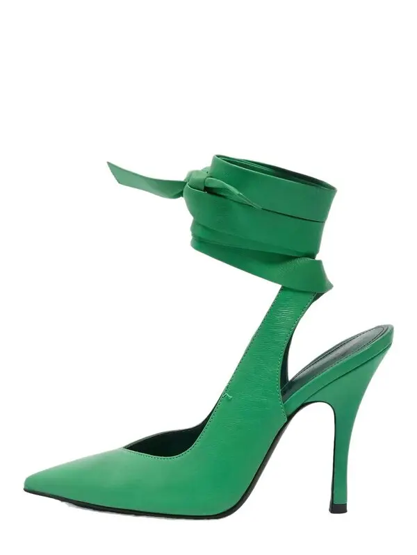 Attico 110mm Venus Leather Wrap Pumps - Green