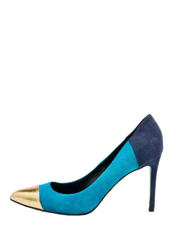 Gucci 95mm Suede Panelled Pumps - Blue