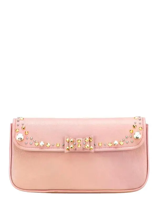 Miu Miu 2010-2025 Madras Crystal Studded Clutch Bag - Pink