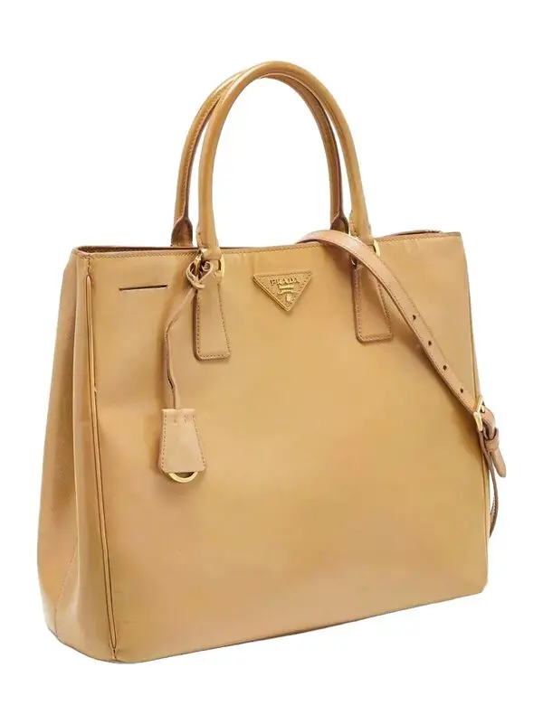 Prada Patent Leather Tote Bag - Brown