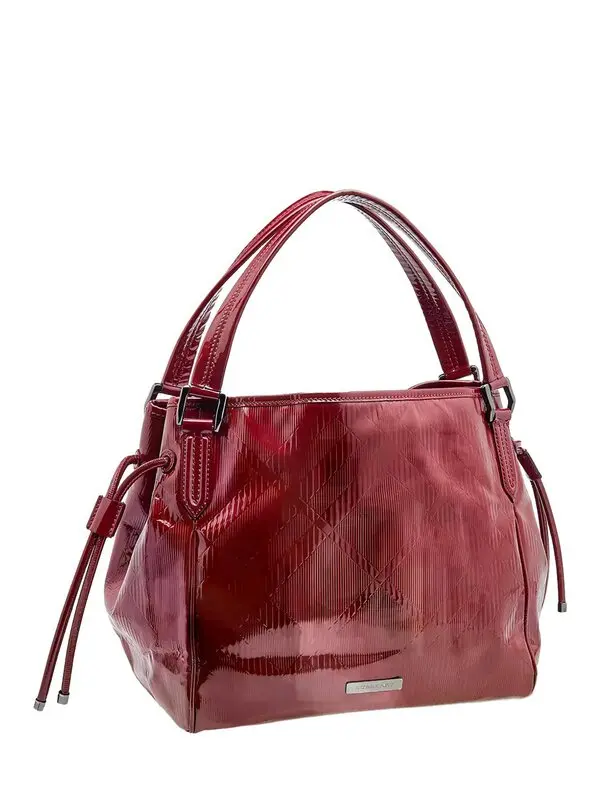 Burberry 2024 Embossed Patent Leather Tote Bag - Red