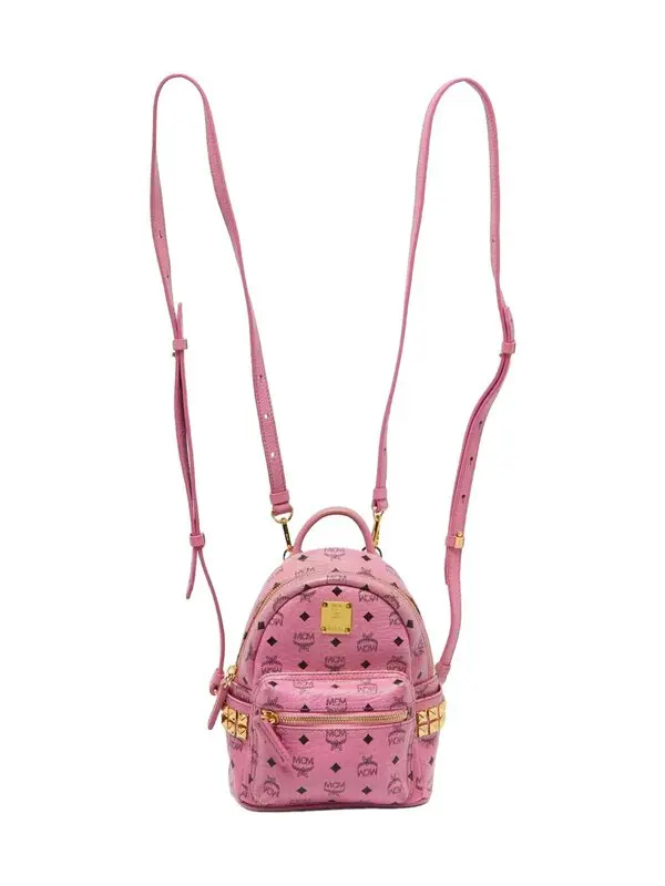 Mcm Mini Stark Bebe Boo Studded Visetos Backpack - Pink