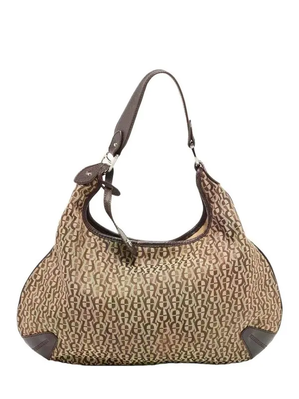 AIGNER Monogram Canvas Shoulder Bag - Neutrals