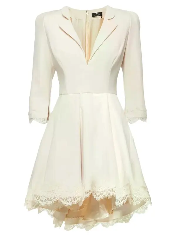 Elisabetta Franchi Lace-trim Mini Dress - Neutrals
