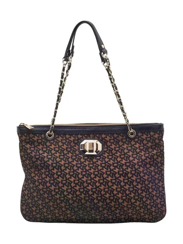 Dkny Monogram-jacquard Shoulder Bag - Brown