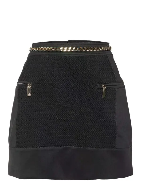 Elisabetta Franchi Textured High-waist Mini Skirt - Black
