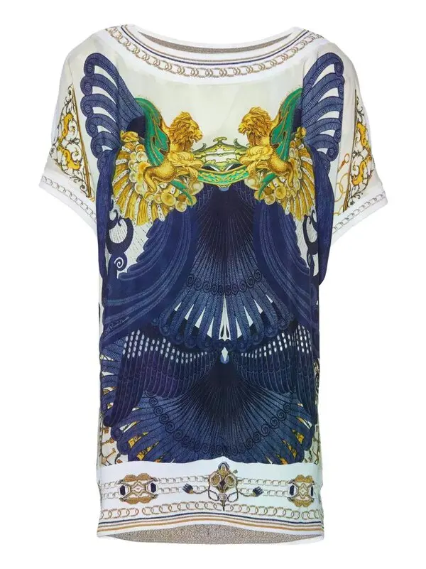 Roberto Cavalli 2023 Lion Griffin Blouse - White