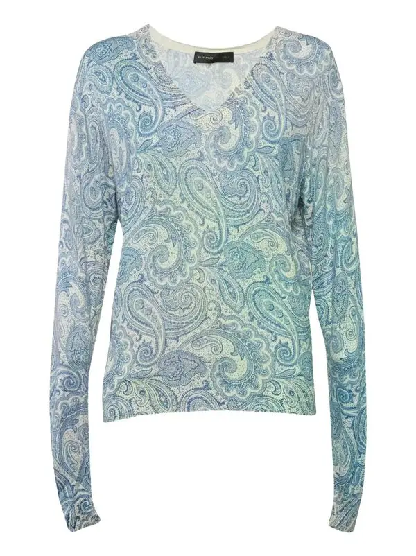 Etro Paisley-print V-neck Sweater - Blue
