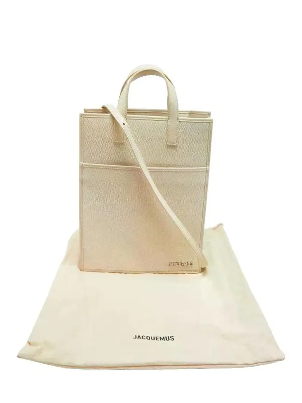 Jacquemus Le Cabas Leather-trimmed Tote Bag - Neutrals
