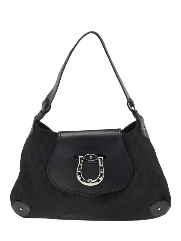 AIGNER Leather Horseshoe Shoulder Bag - Black