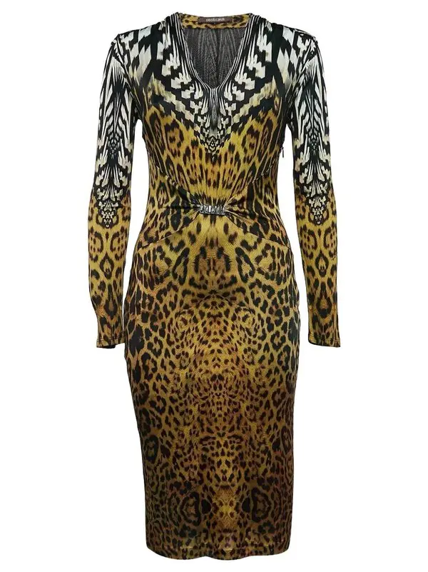 Roberto Cavalli Leopard-print Dress - Black
