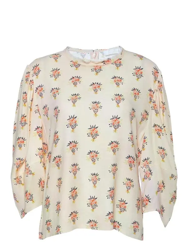 Chloé Floral-print Puff-sleeve Blouse - Pink