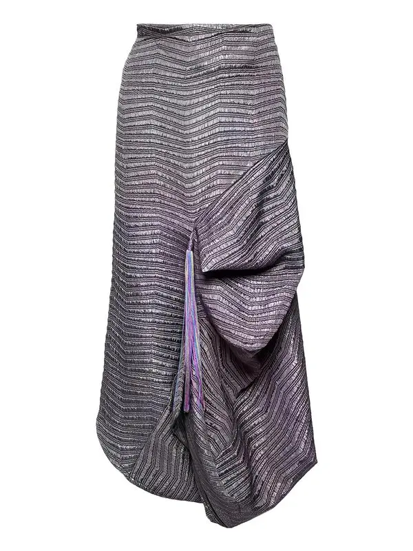 Emporio Armani Textured Draped Skirt - Grey