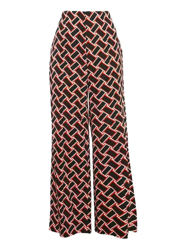 Diane Von Furstenberg Geometric-print Wide-leg Trousers - Black