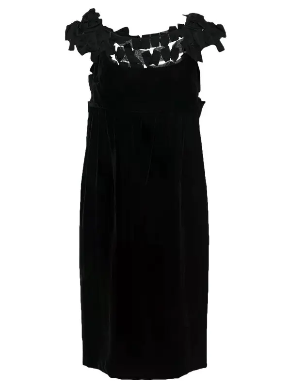 Saint Laurent Bow-appliqué Midi Dress - Black