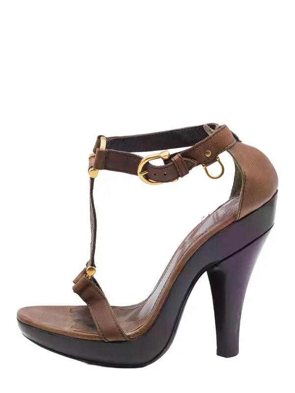 Burberry Leather Heeled Sandals - Brown