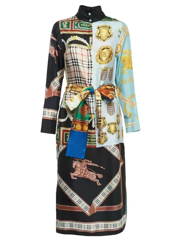 Burberry Patchwork Silk Dress - Blue
